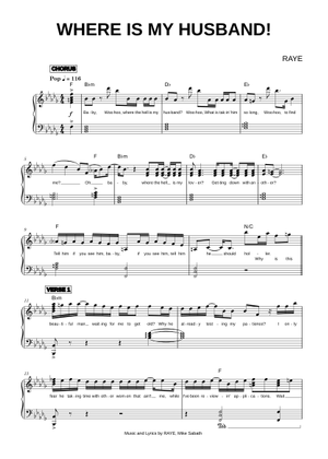 WHERE IS MY HUSBAND! – RAYE Sheet Music for Drum group (Solo ...