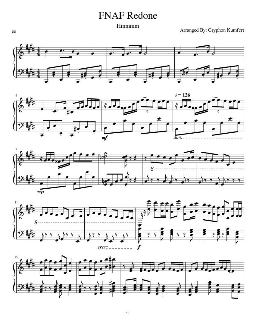FNAF 1 Redone Sheet music for Piano (Solo) | Musescore.com
