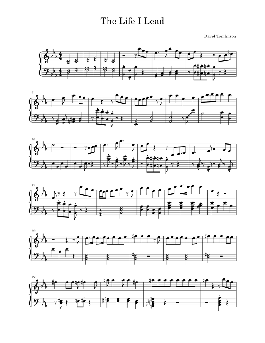 The Life I lead – David Tomlinson The Life I Lead Sheet music for Piano ...