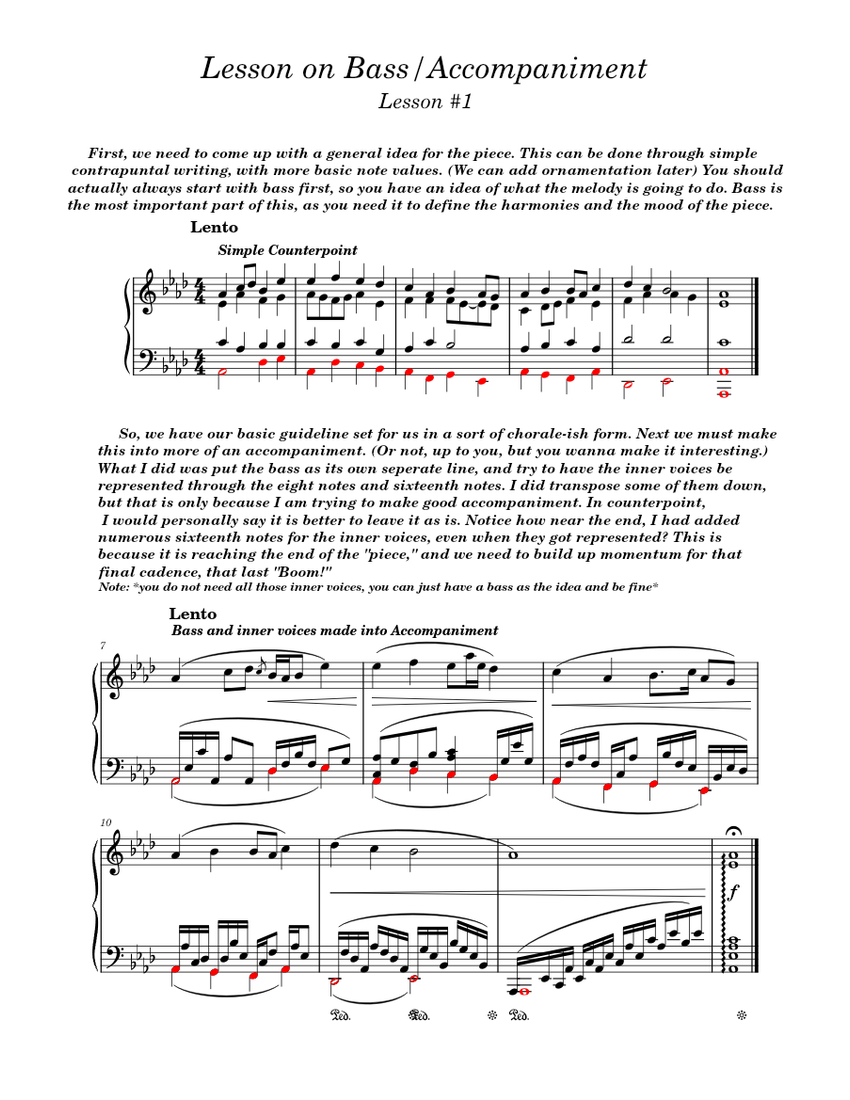 Lesson on Bass/Accompaniment Sheet music for Piano (Solo) | Musescore.com