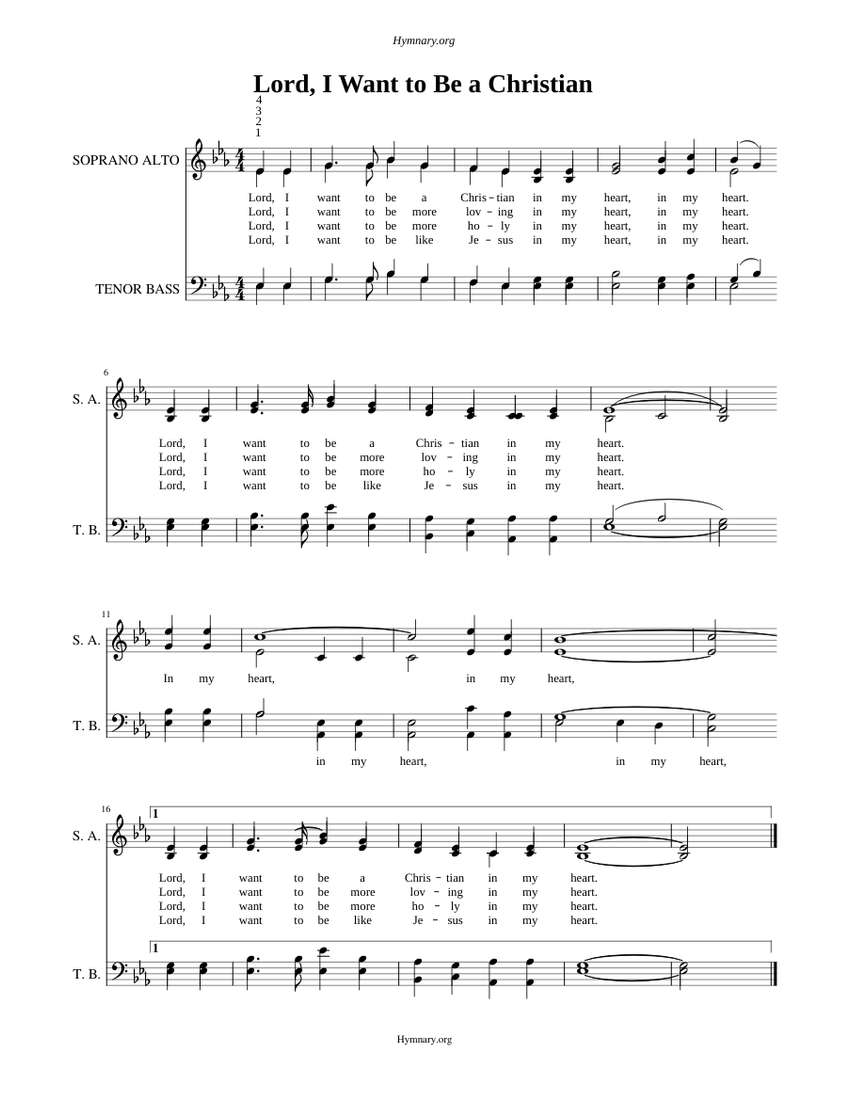 Lord, I Want to Be a Christian Sheet music for Piano, Soprano (Piano ...