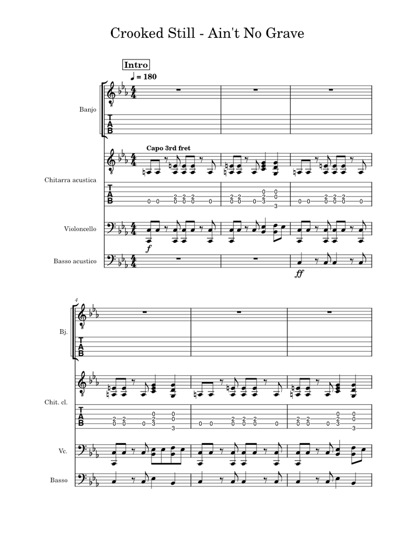 Ain't no grave – Crooked Still Sheet Music and Tab for Cello, Guitar ...