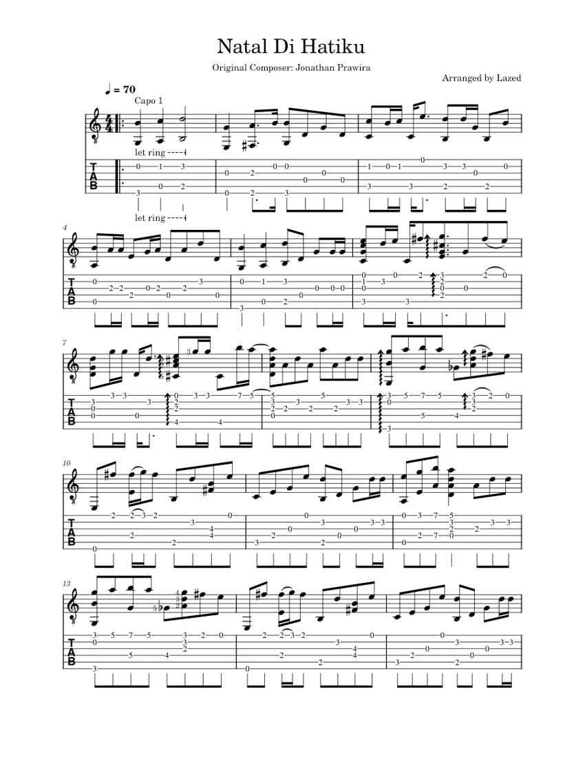 Natal di hatiku – Jonathan Prawira natal di hatiku Sheet music for ...