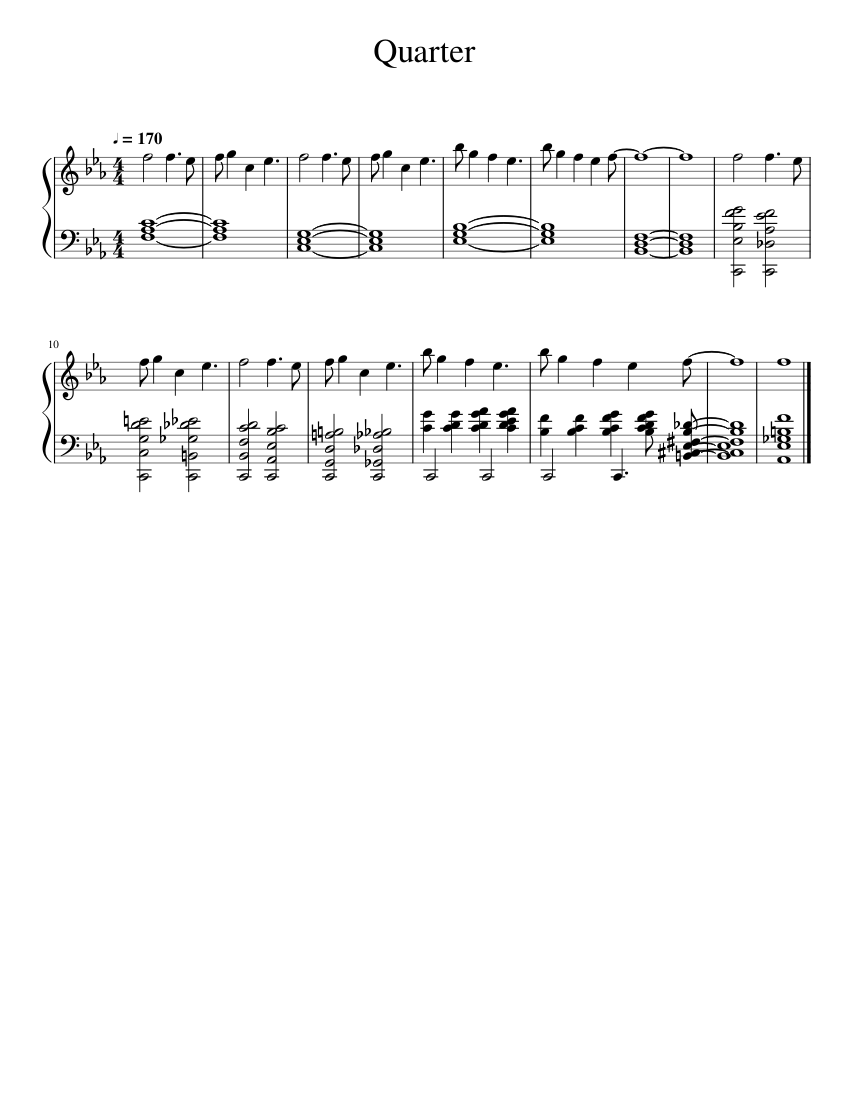 Quarter Sheet Music for Piano (Solo) Easy | MuseScore.com