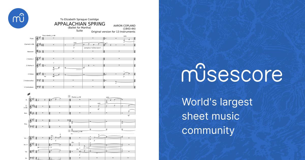 Appalachian Spring - Aaron Copland Sheet music for Piano, Flute ...