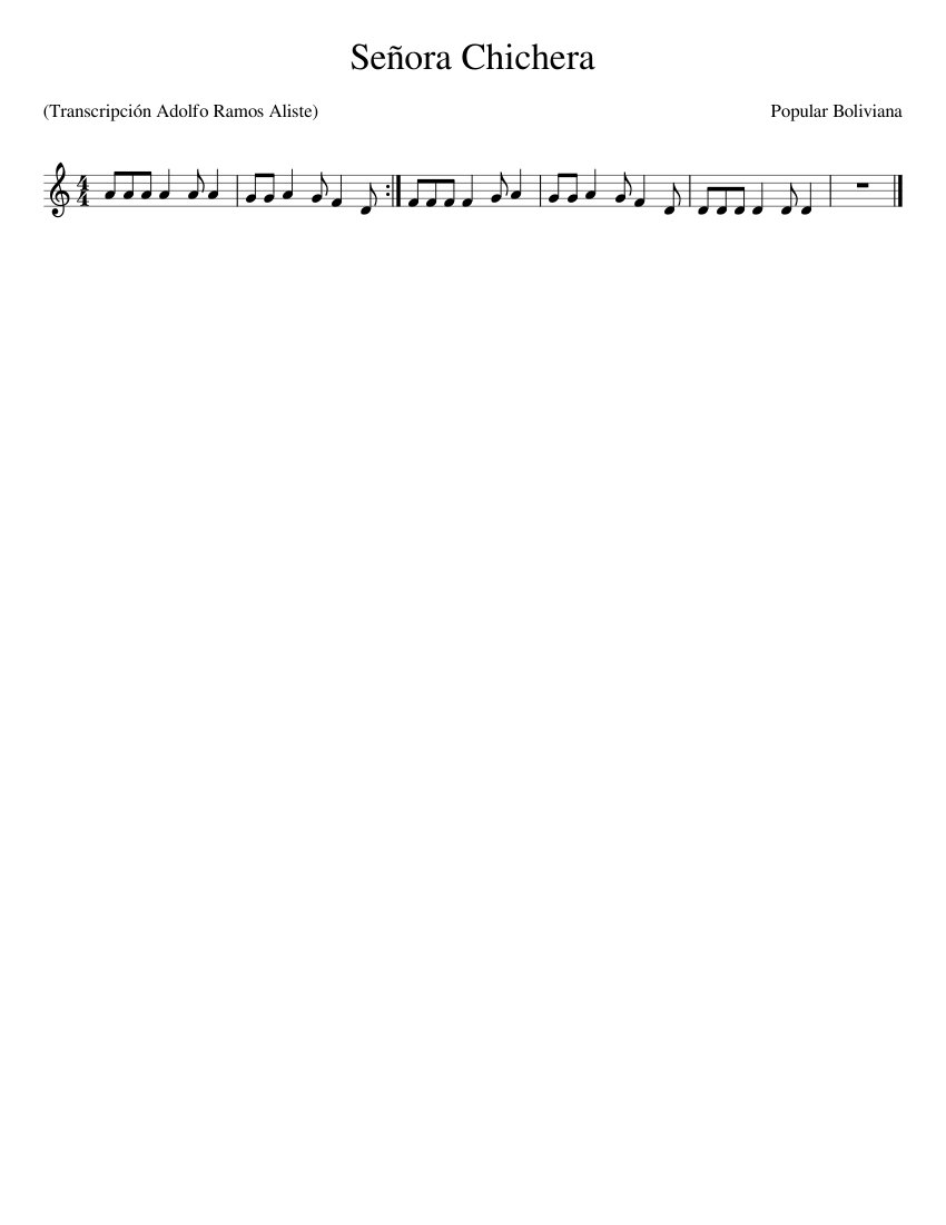 Señora Chichera Sheet music for Piano (Solo) Easy | Musescore.com