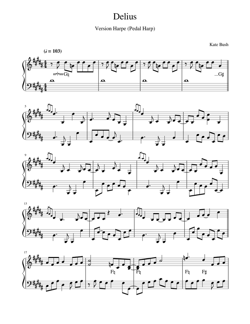 Delius – Kate Bush - Pedal Harp Sheet Music for Harp (Solo) | MuseScore.com