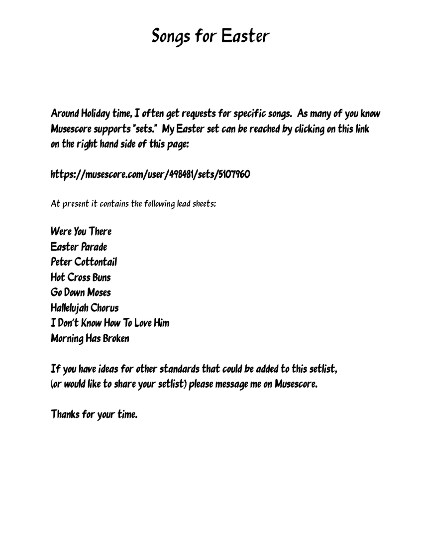 Songs for Easter (Setlist) Sheet Music for Piano (Solo) easy ...