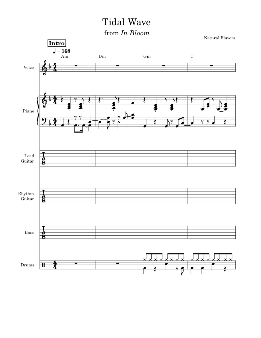 Tidal Wave - Natural Flavors Sheet music for Piano, Vocals, Guitar ...