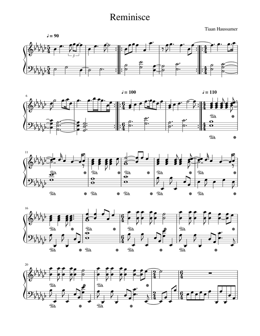 Reminisce Sheet music for Piano (Solo) | Musescore.com