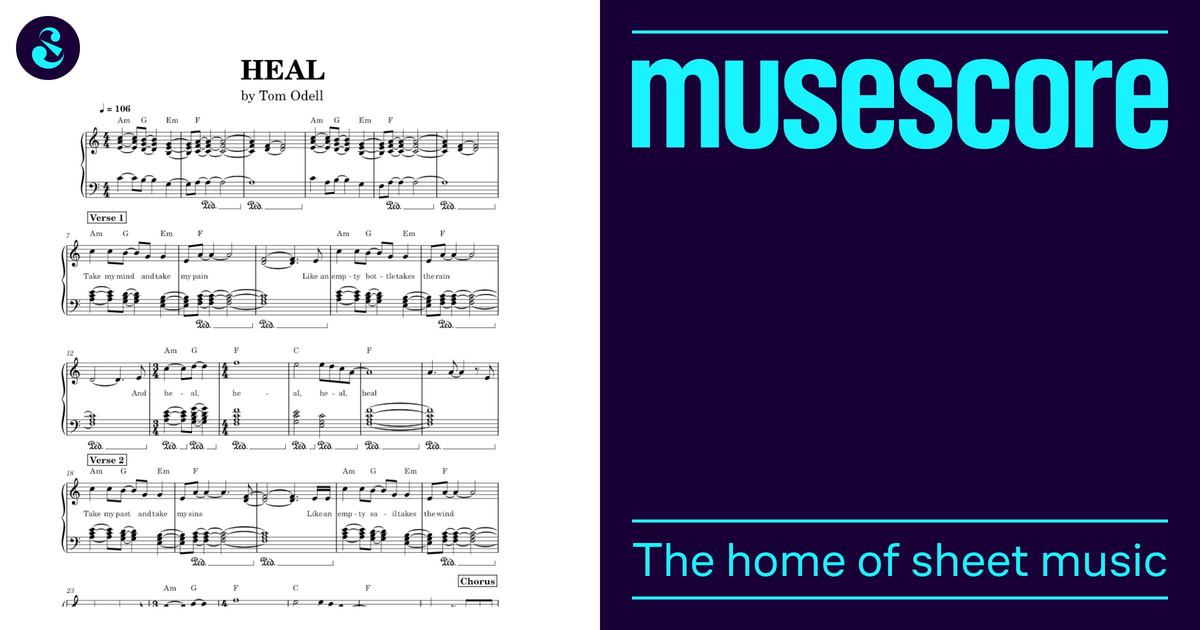 Heal - Tom Odell Sheet Music with Chords for Piano (Solo) Easy ...