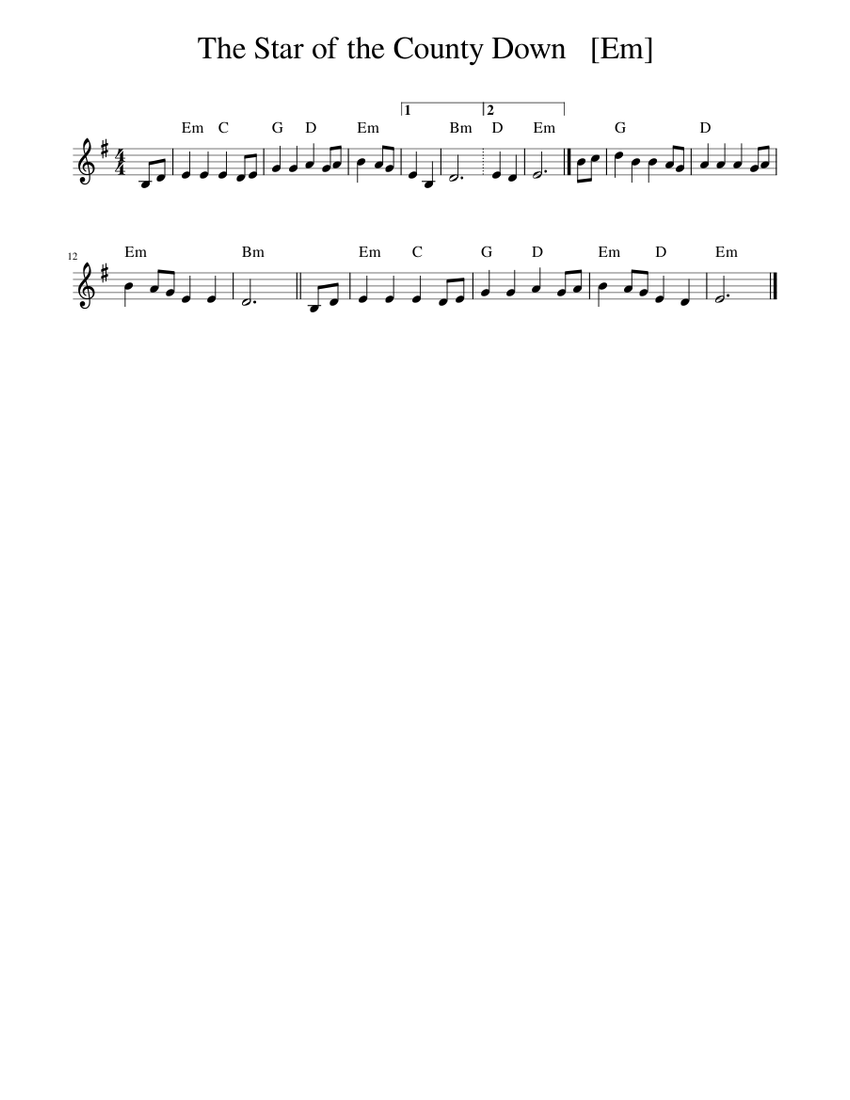 The Star of the County Down Sheet music for Piano (Solo) Easy ...