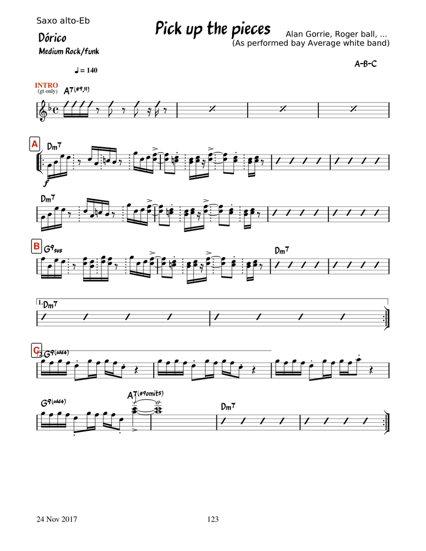 Pick up the pieces-saxo alt Sheet Music for Saxophone alto (Solo ...