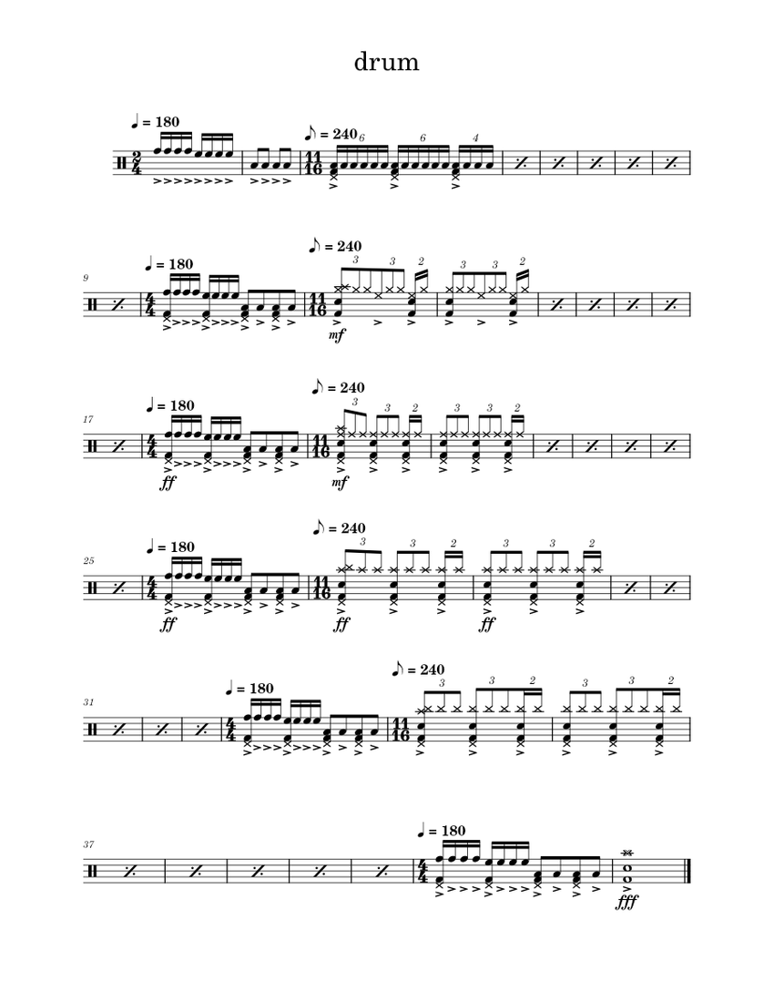 Cool Drum Beat Sheet Music for Drum group (Solo) | MuseScore.com