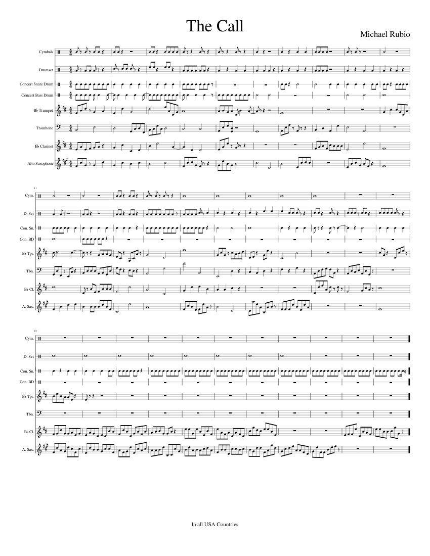 The Call – Michael Rubio The Call Sheet music for Trombone, Clarinet in ...