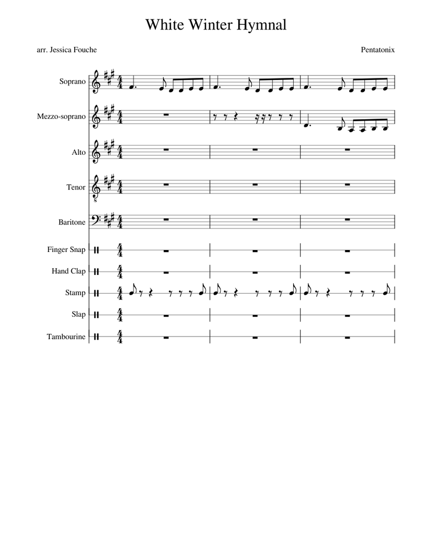 White Winter Hymnal Sheet music for Soprano, Alto, Tenor, Baritone ...