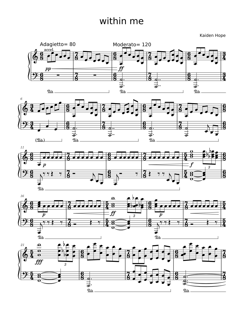within me Sheet music for Piano (Solo) Easy | Musescore.com