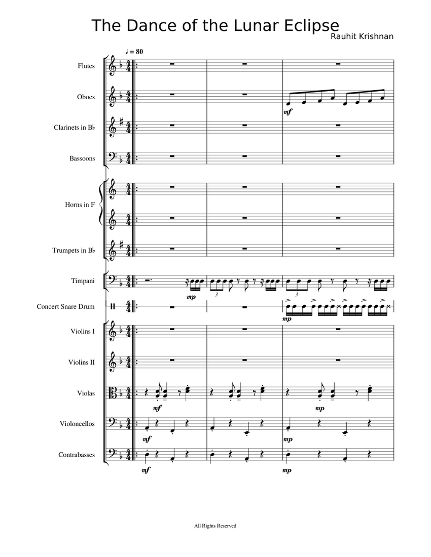The Dance of the Lunar Eclipse Sheet music for Flute, Oboe, Clarinet in ...