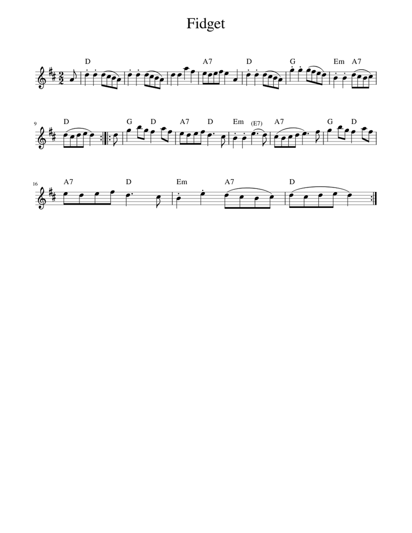 Fidget Sheet music for Piano (Solo) | Musescore.com