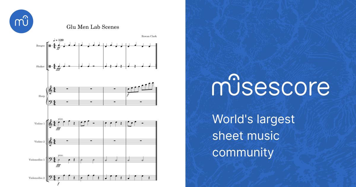 Glu Men Lab Scenes Sheet music for Drum group, Harp, Strings group ...