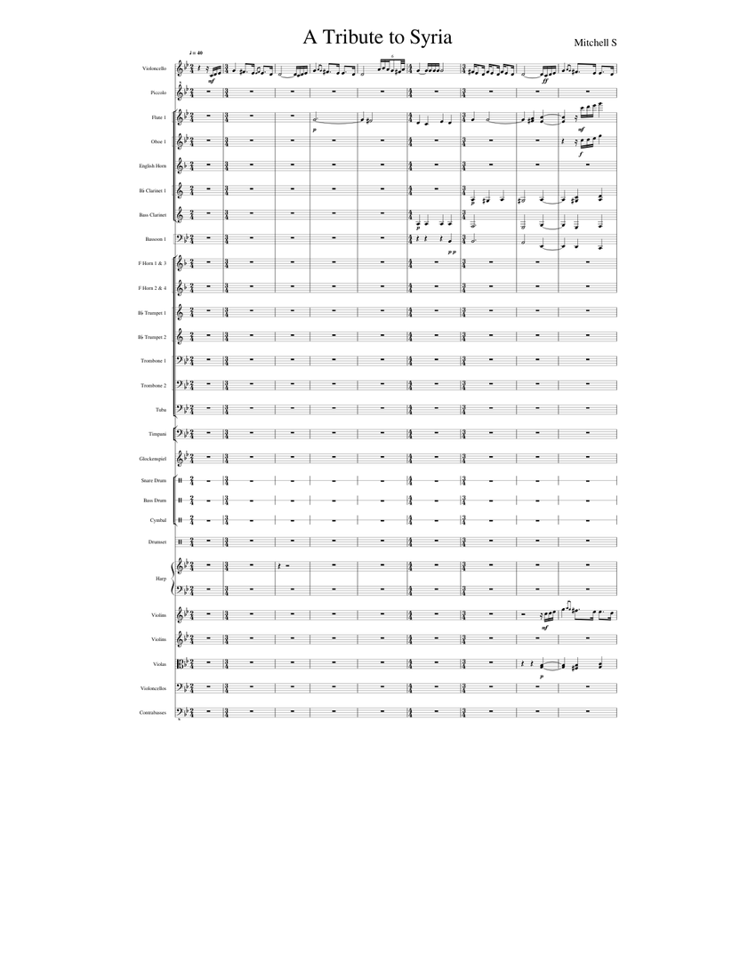 A Tribute to Syria Sheet music for Trombone, Tuba, Flute piccolo, Flute ...