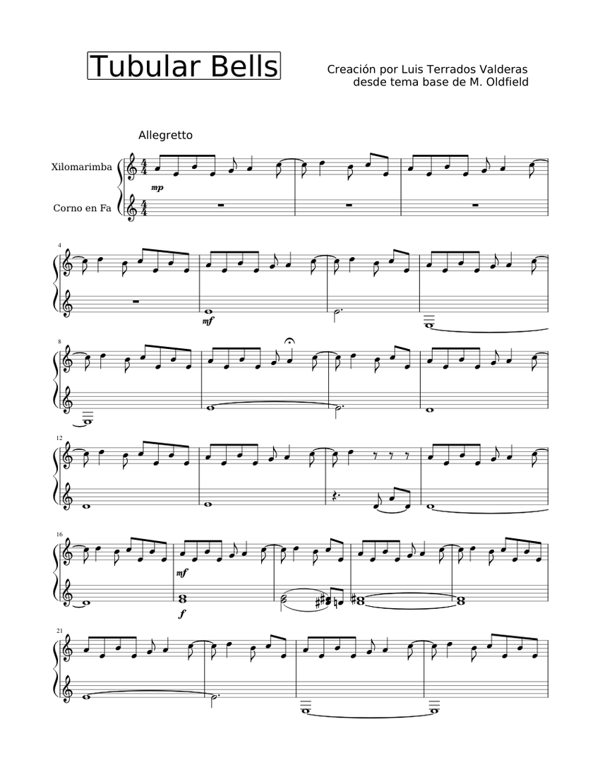 Tubular_Bells Sheet music for French horn (Solo) | Musescore.com