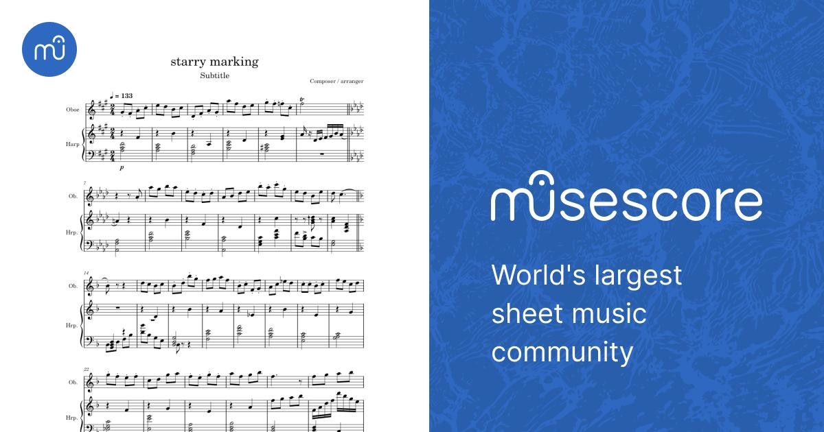 Starry Marking Sheet music for Oboe, Harp (Mixed Duet) | Musescore.com
