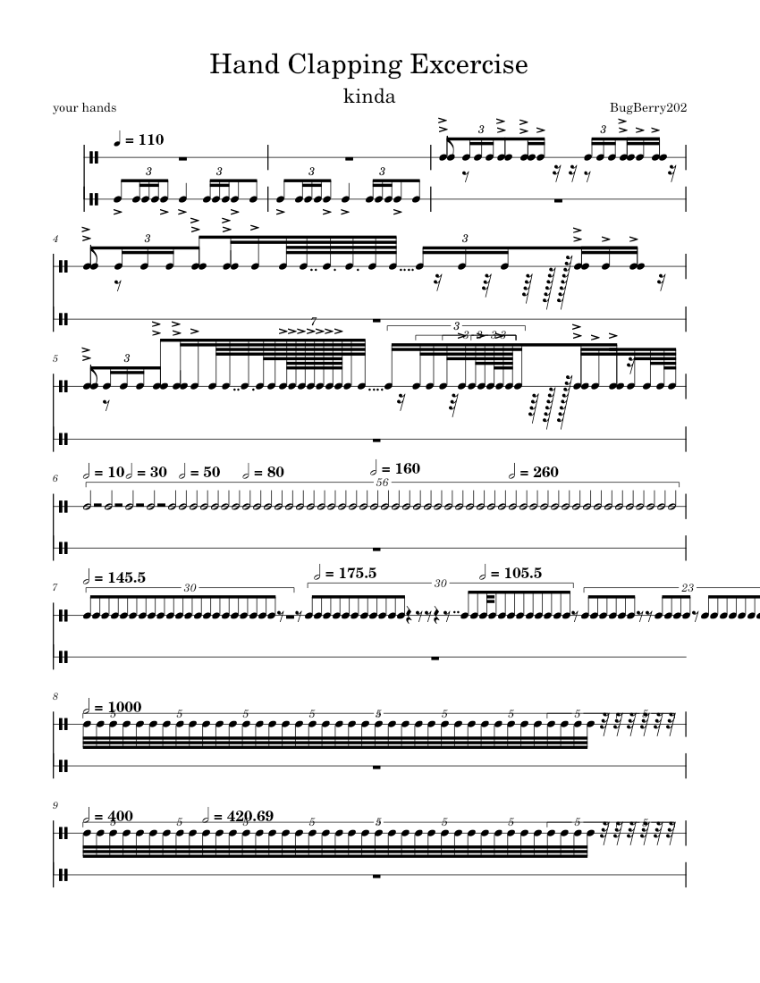 Hand Clapping Excercise Sheet Music for Hand clap (Mixed Ensemble ...