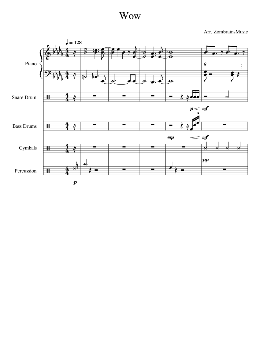 Wow – Stray Kids (스트레이 키즈) Sheet Music for Piano, Snare drum, Crash, Drum group & more ...