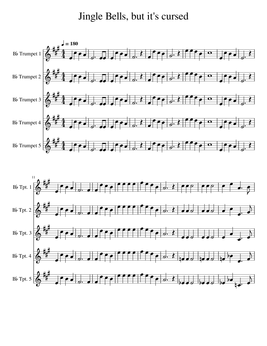 Jingle Bells – James Pierpont Jingle Bells, but it's cursed Sheet Music ...