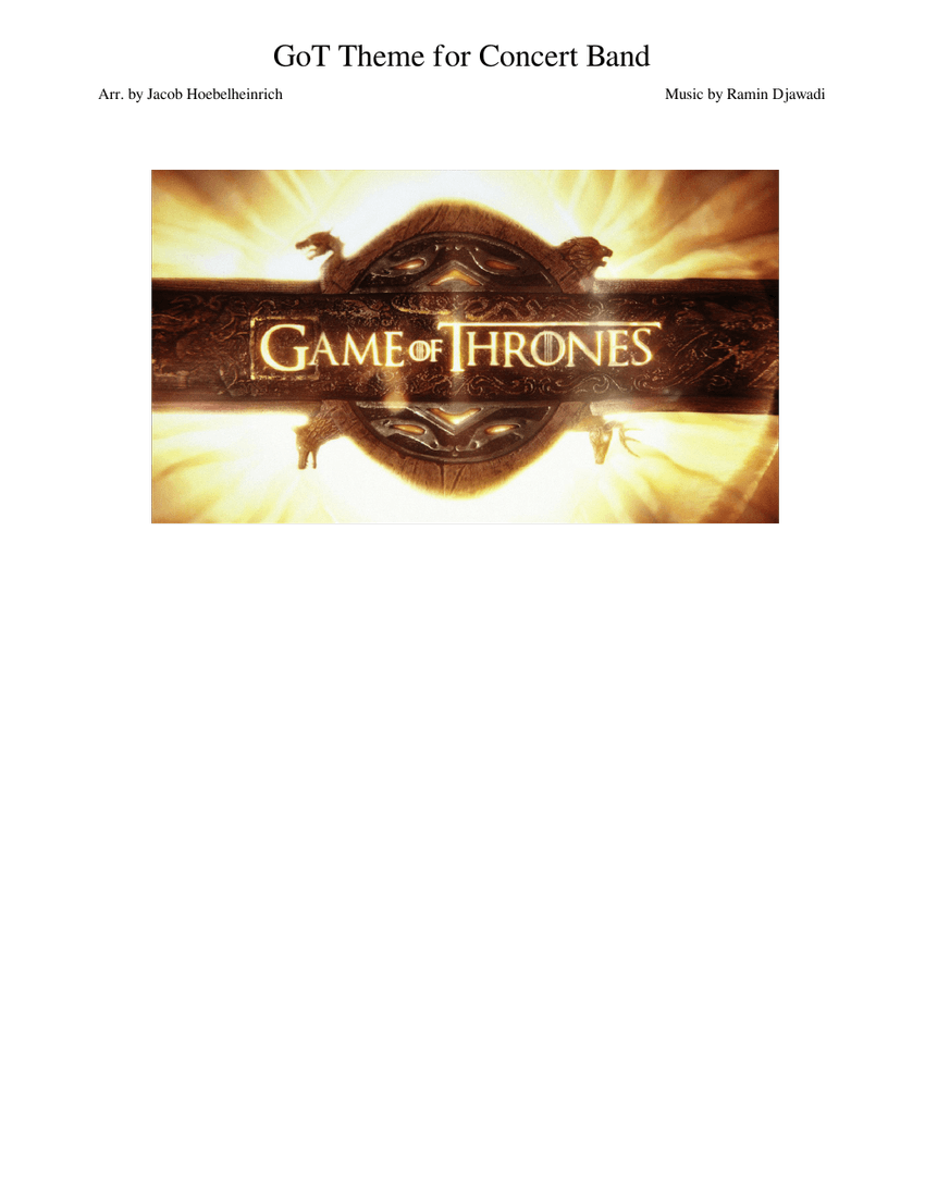 GoT Theme for Concert Band Sheet Music for Trombone, Tuba, Flute ...