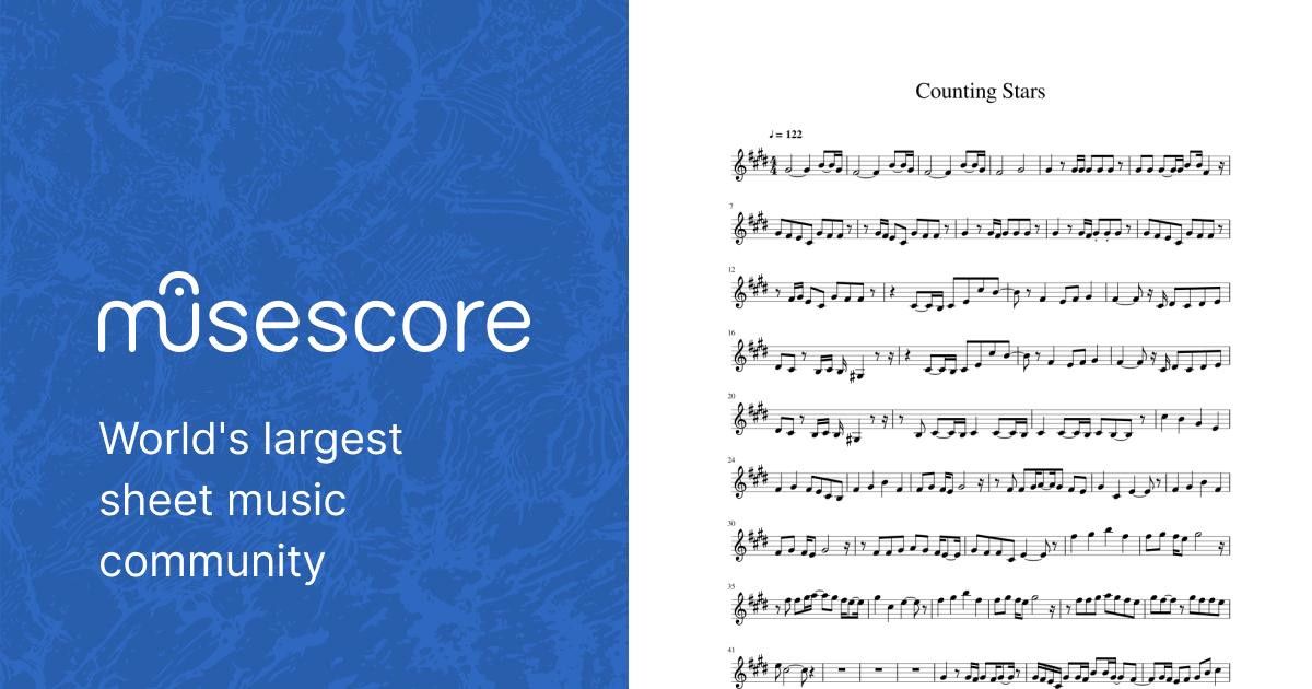 Counting Stars violin solo Simply Three Sheet Music for Violin (Solo ...