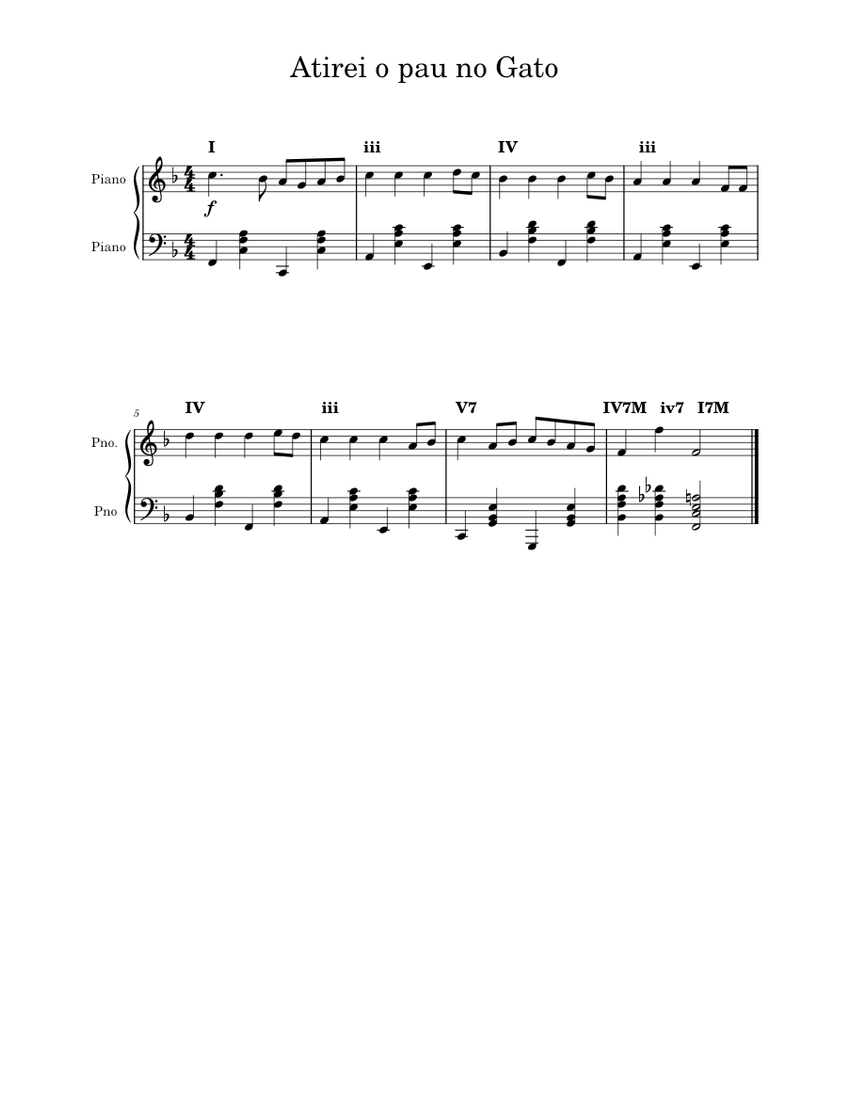 Atirei o pau no Gato Sheet music for Piano (Piano Duo) | Musescore.com