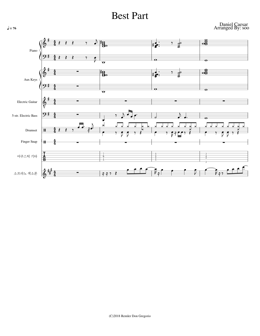 Best_Part Sheet music for Piano, Guitar, Bass guitar, Drum group & more ...