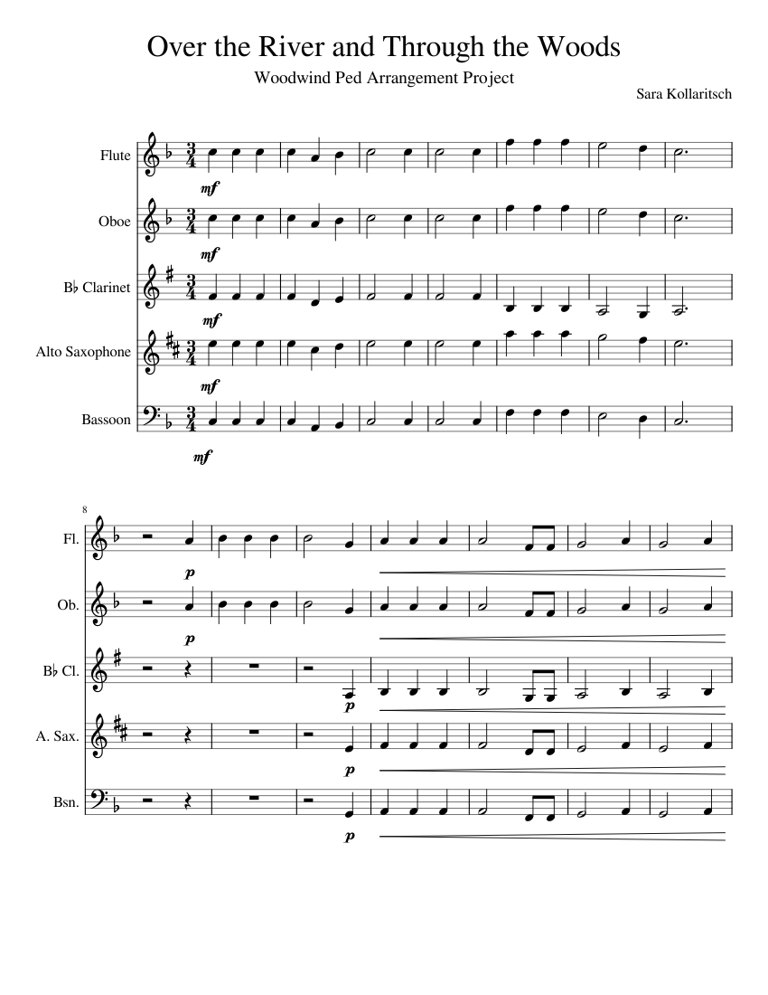 Over_the_River_and_Through_the_Woods Sheet music for Flute, Oboe ...