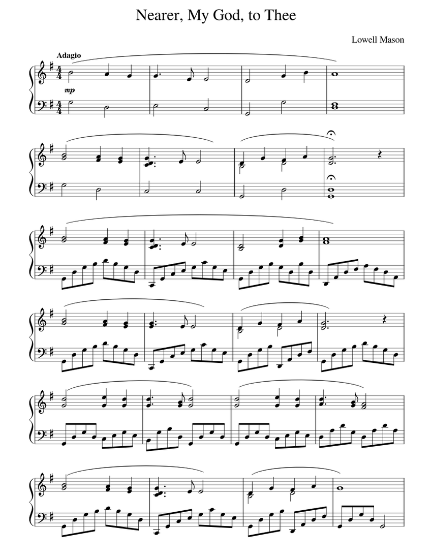 Nearer, My God, to Thee Piano Sheet Music for Piano (Solo) | MuseScore.com