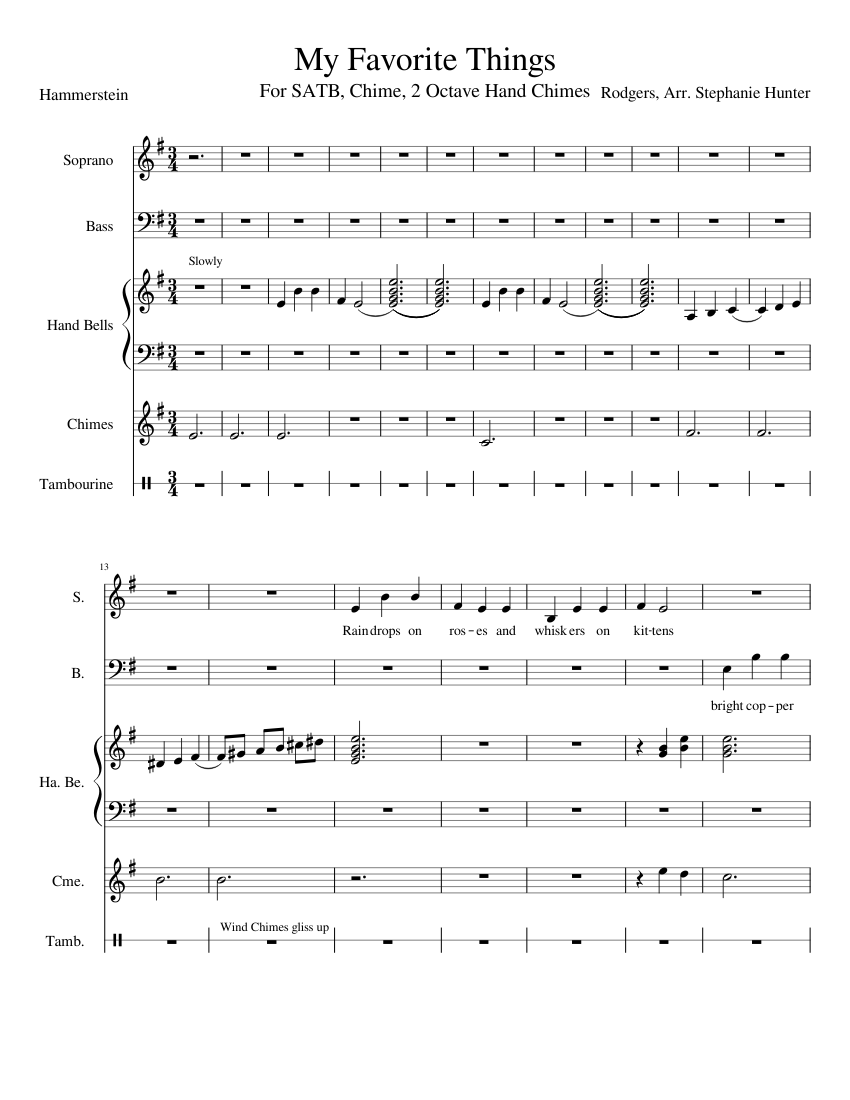 My Favorite Things Choir, Hand Bells, Chimes, Percussion Sheet Music ...
