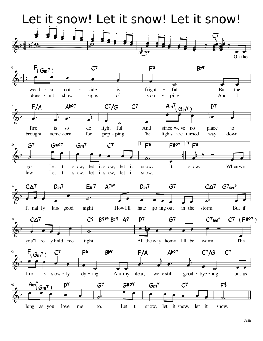 Let it snow! Let it snow! Let it snow! Sheet music for Piano (Solo ...