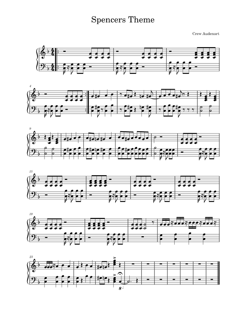 Spencers Theme Sheet music for Piano (Solo) | Musescore.com