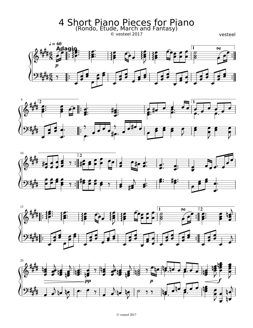 4 Short Piano Pieces (HQ Audio) Sheet music for Piano (Solo ...
