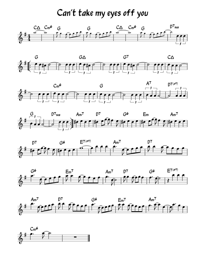 Can't take my eyes off you Sheet music for Saxophone alto (Solo ...