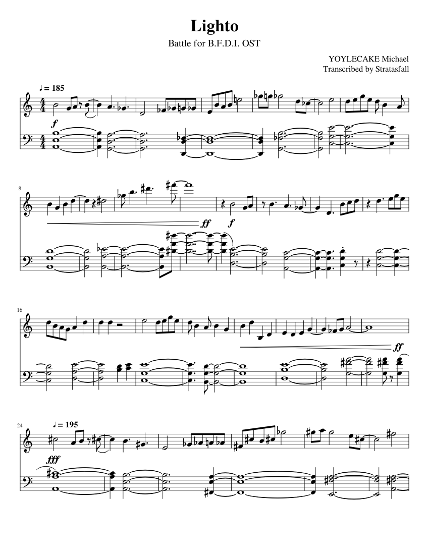 BFDI & BFB- Lighto Sheet Music for Piano (Solo) Easy | MuseScore.com