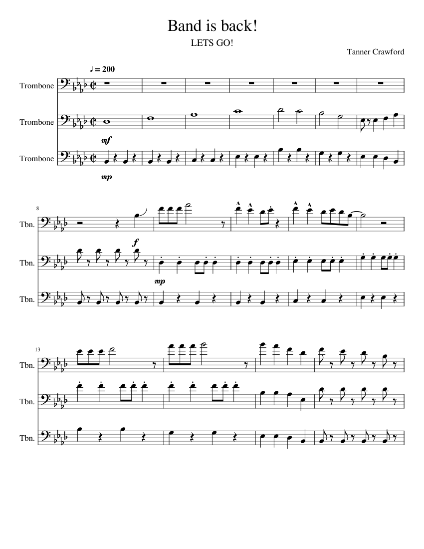Band_is_back! Sheet music for Trombone (Mixed Trio) | Musescore.com