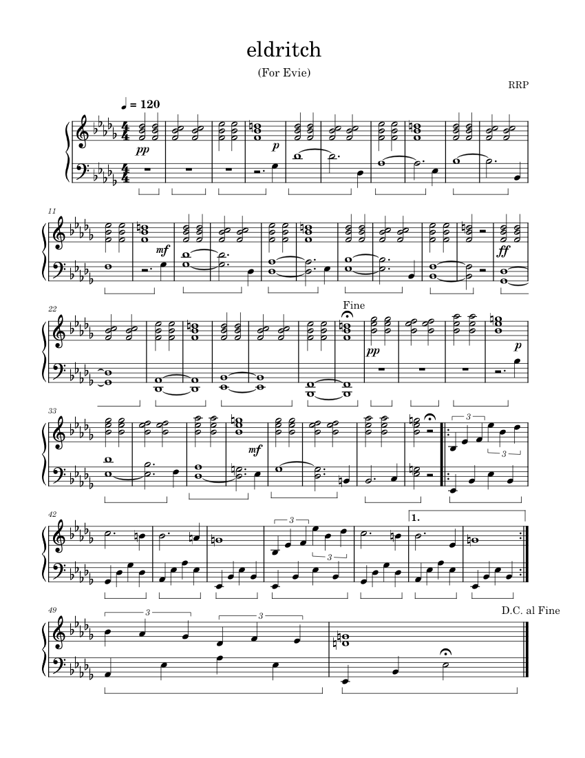 eldritch Sheet Music for Piano (Solo) easy | MuseScore.com