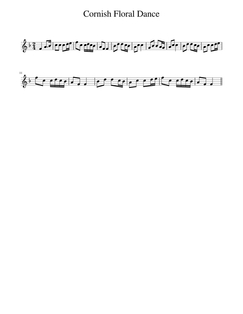 Cornish Floral Dance Sheet Music for Piano (Solo) Easy | MuseScore.com