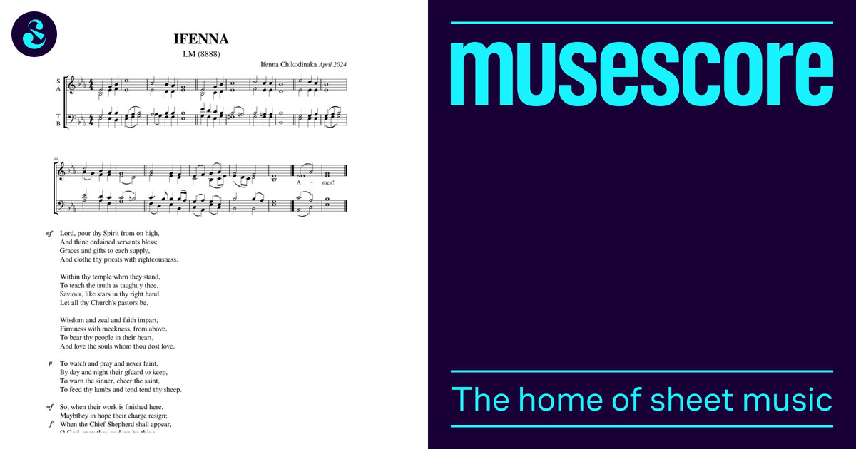IFENNA hymn LM tune Doh is E flat Sheet Music for Synthesizer (Mixed ...