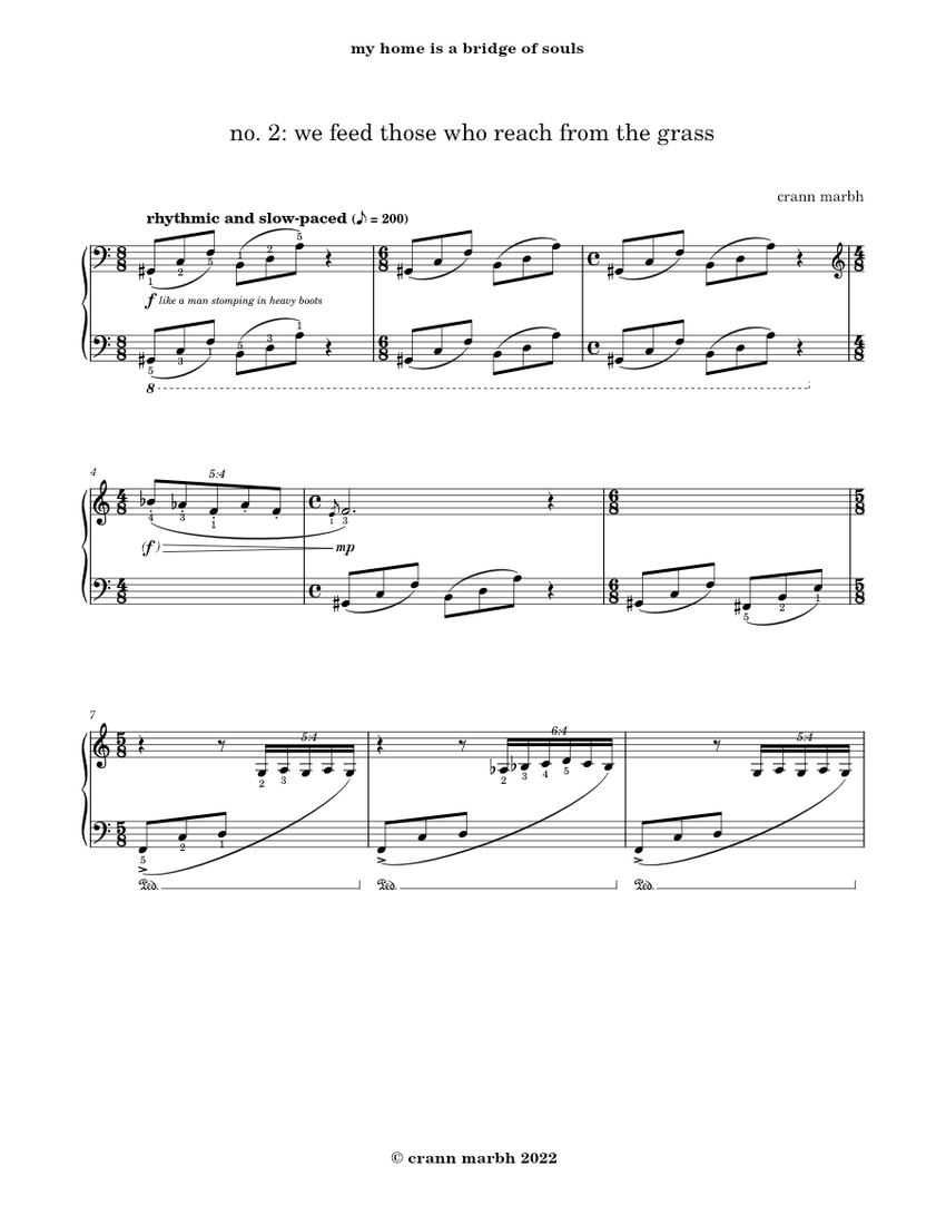 crann marbh - my home is a bridge of souls (no. 2: we feed those who reach from the grass) Sheet ...