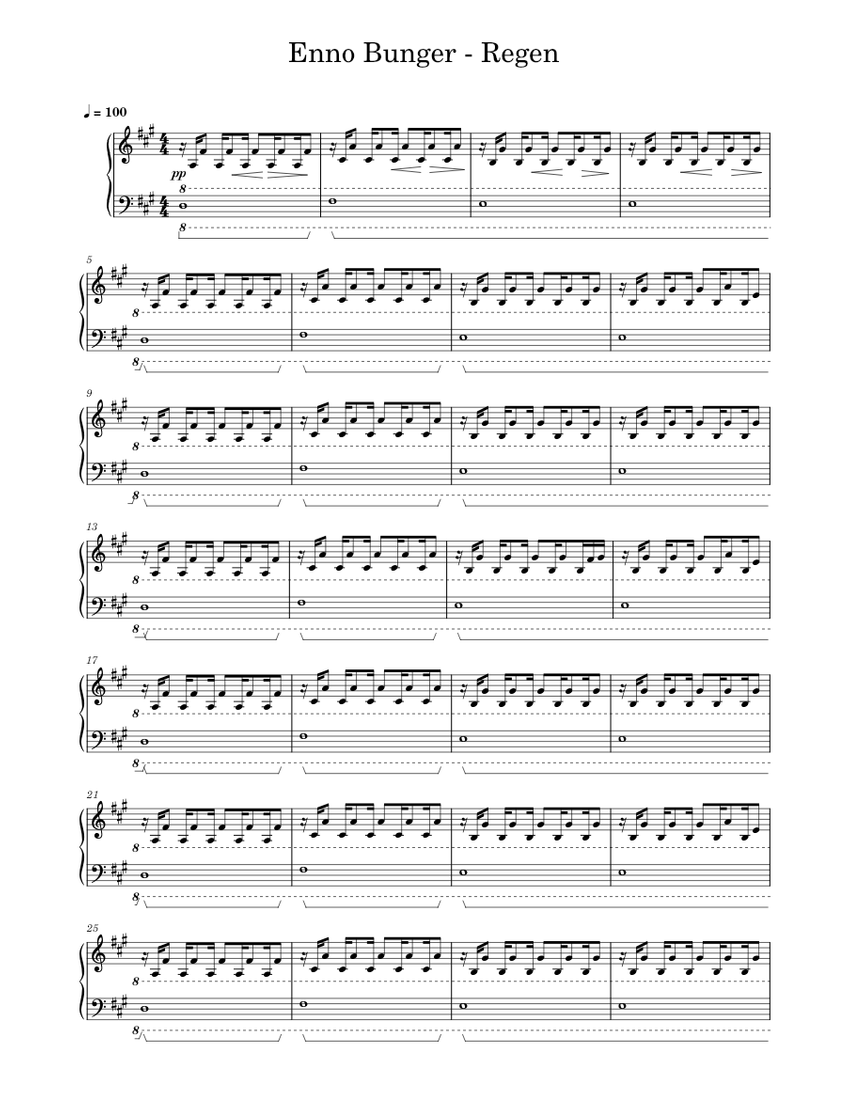 Regen – Enno Bunger Enno Bunger - Regen Sheet music for Piano (Solo ...