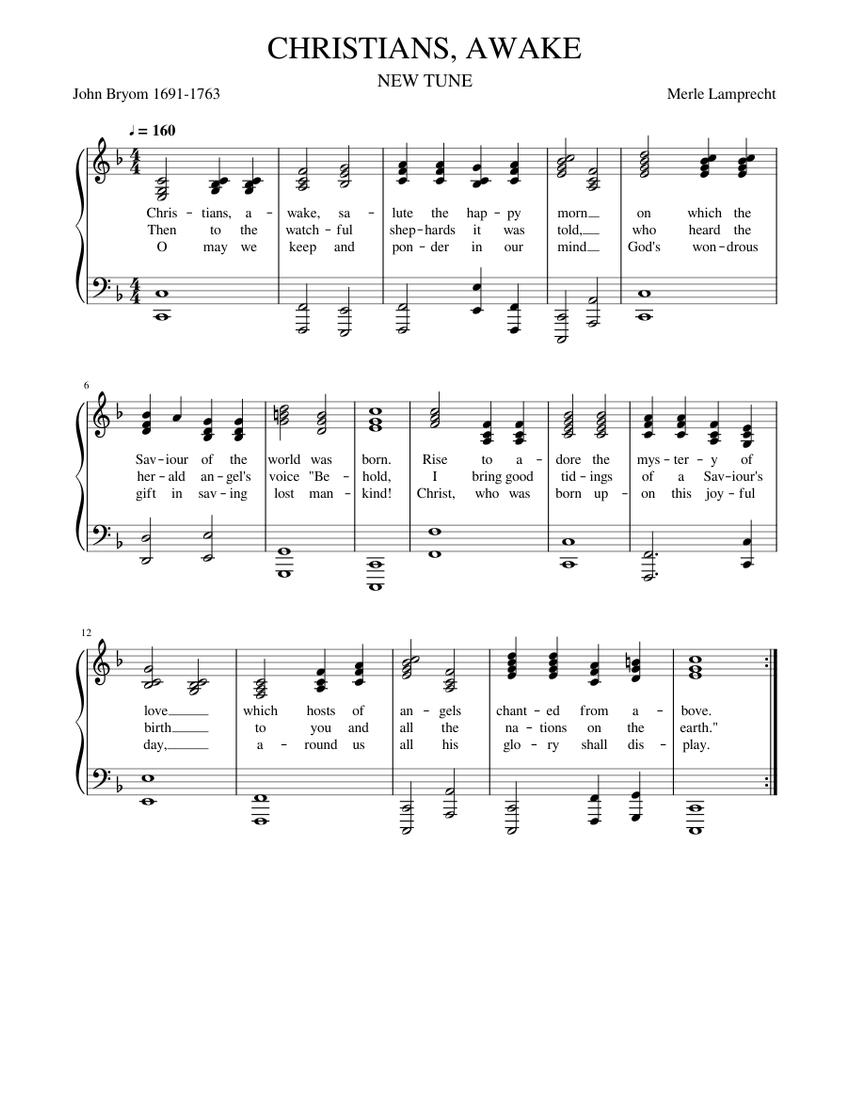 CHRISTIANS AWAKE Sheet Music for Piano (Church Choir) easy | MuseScore.com