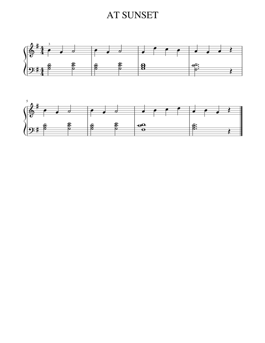 AT SUNSET Sheet Music for Piano (Solo) easy | MuseScore.com